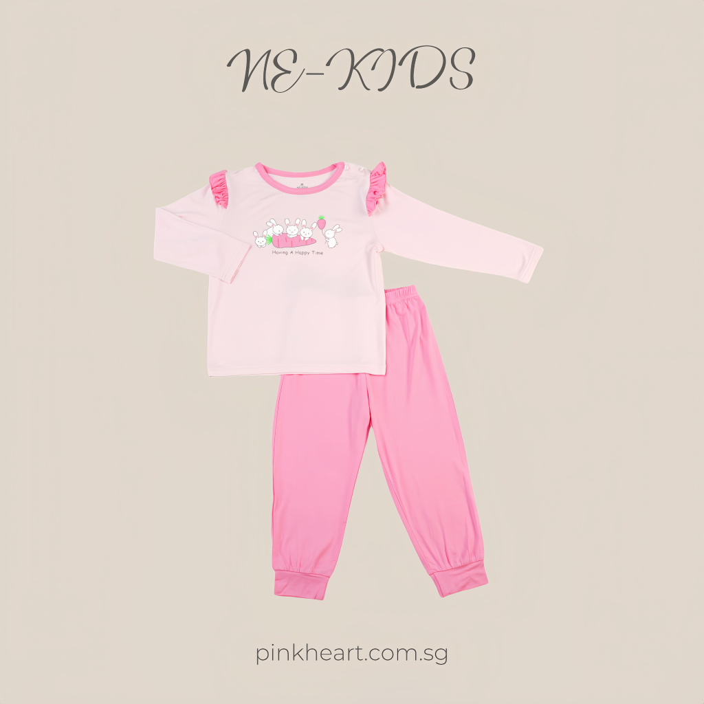 Bamboo Baby Girl Pyjamas Set – Bunny – Pink Heart