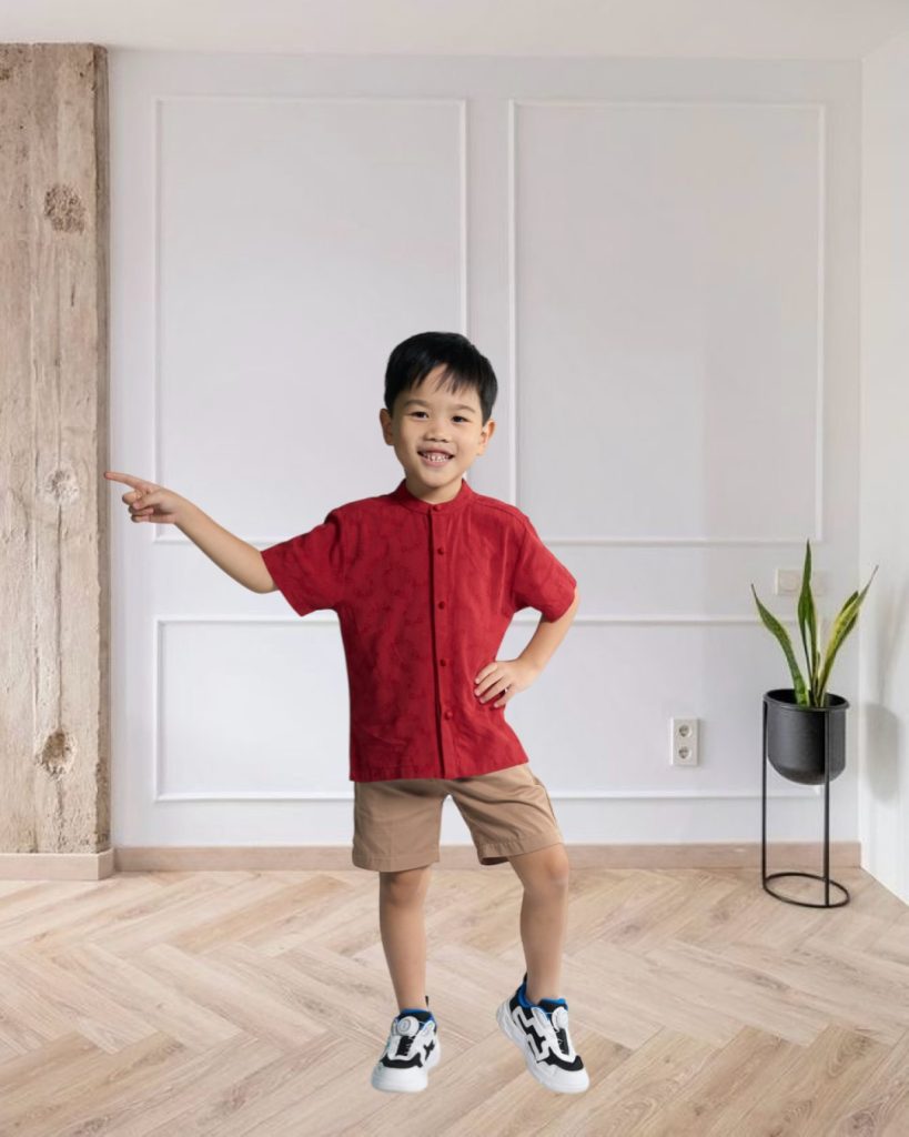 CNY 2025 Oriental Chinese Knots Boy Shirt – Pink Heart