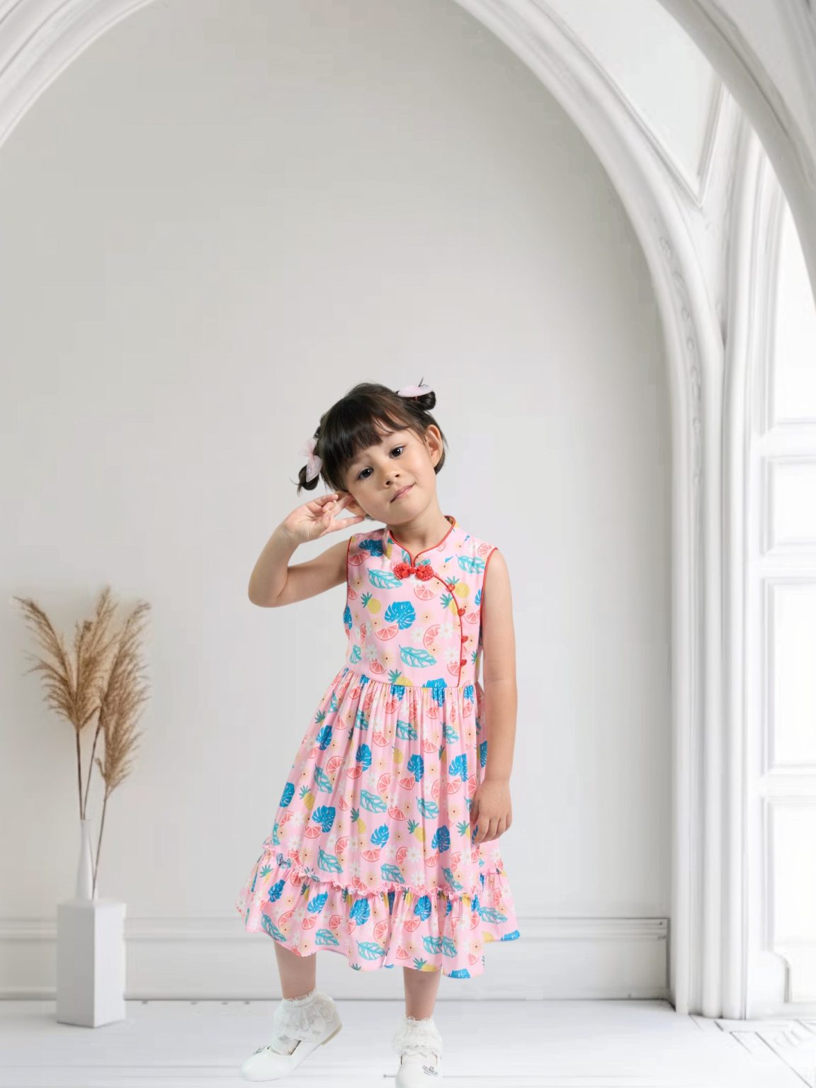 CNY 2025 Pineapple Series – Girls Dresses – Pink Heart